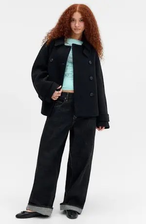 BDG URBAN OUTFITTERS Double Breasted Wool Blend Coat
