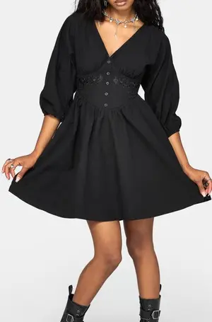 DISTURBIA Sanct Batwing Mini Dress - Black