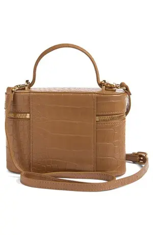 Mango Camelia Croc Embossed Faux Leather Crossbody Bag - Medium Brown