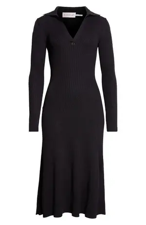Moncler Rib Knit Long Sleeved Dress - Black