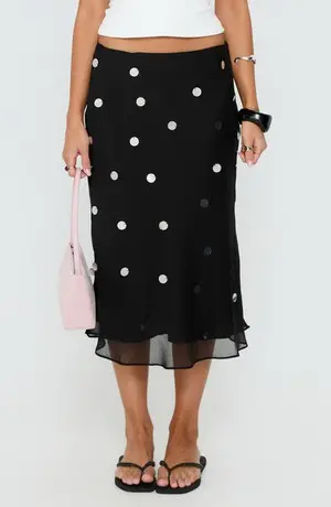 Princess Polly Kessiah Sequin Low Rise Midi Skirt