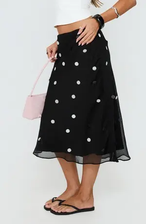 Princess Polly Kessiah Sequin Low Rise Midi Skirt