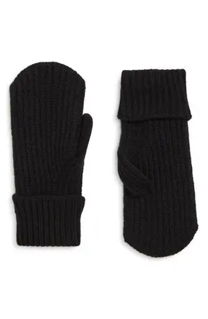 Treasure & Bond Rib Knit Cuffed Mittens - Black