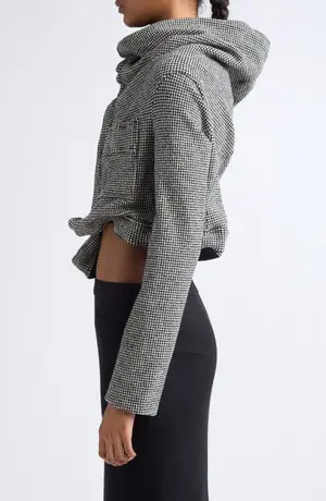 Junya Watanabe Asymmetrical Draped Wool Blend Jacket - Houndstooth