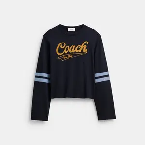 COACH Sporty Script Long Sleeve Shirt In Organic Cotton