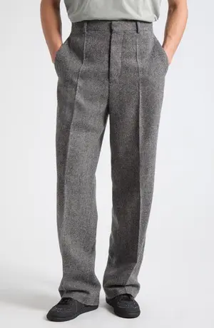MAISON MARGIELA Herringbone Wool Tailored Trousers - Grey
