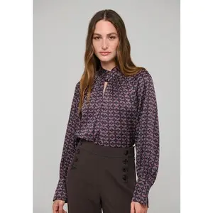 DEA KUDIBAL Madelainedea Silk Tie Neck Blouse - Eclipse Moonlight