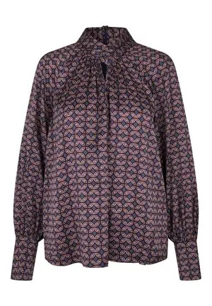 DEA KUDIBAL Madelainedea Silk Tie Neck Blouse - Eclipse Moonlight