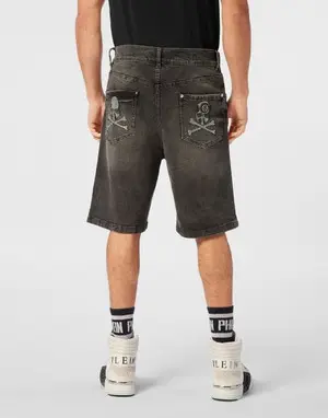 Philipp Plein Denim Shorts Formentera Skuls - Rushgrey