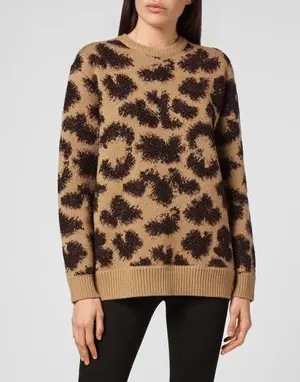 Philipp Plein Pullover Round Neck Ss Jacquard Lurex - Leopard