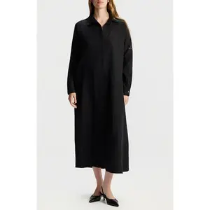 Ronen Chen Levona Linen Relaxed Shirt Dress - Black