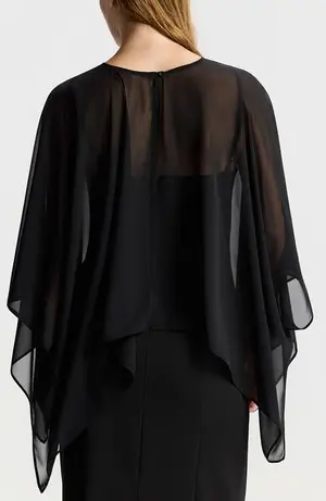 Ronen Chen Natalia Sheer Cape-sleeve Top