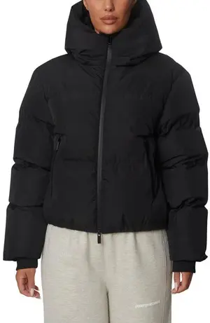GOOD FOR NOTHING Short Pp Padded Hooded Jacket - Black