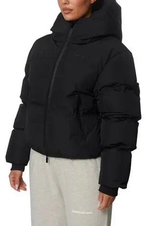 GOOD FOR NOTHING Short Pp Padded Hooded Jacket - Black