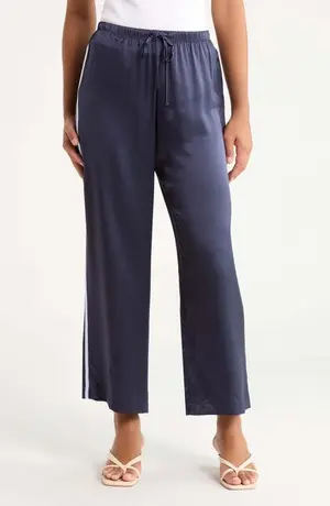 Donni. Silk Stripe Crop Pants - Navycloud