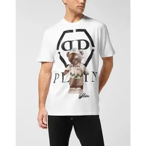 Philipp Plein Round Neck T-shirt Crystal Teddy Bear - White