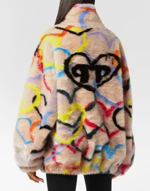 Philipp Plein Eco Fur Jacket Heart