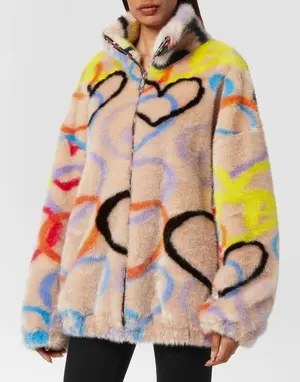 Philipp Plein Eco Fur Jacket Heart - Multicolor