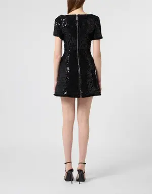 Philipp Plein Tweed Mini Dress Paillettes