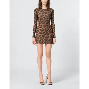 Philipp Plein Wrinkled Tulle Mini Dress - Leopard