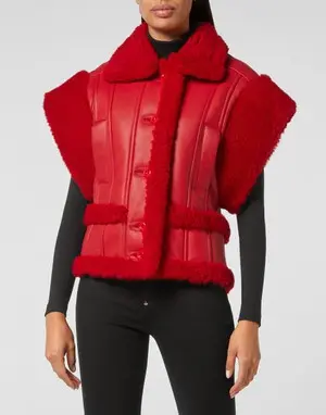 Philipp Plein Shearling Sleveless Vest Gothic Plein - Red
