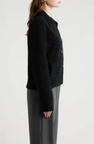 Fleurette Brushed Cashmere Cardigan - Black