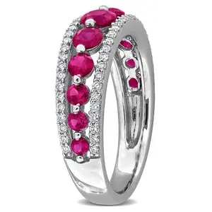 JULIANNA B. Lab-created Gemstone & Diamond Graduated Ring 14k - Created Ruby