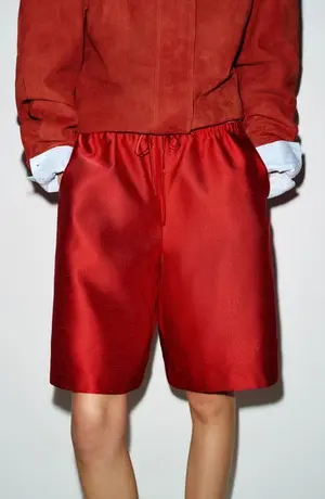 REFORMATION Sandy Satin Shorts - Red