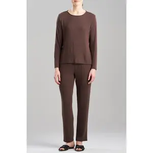 Natori Ribbed Long Pajamas - Espresso