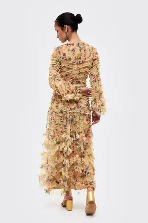 MARYISA Modest Floral Ruffle Dress