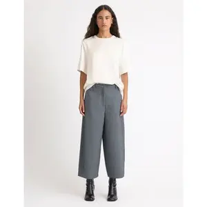 ALBARAY Mid Rise Wide Barrel Culotte Trousers - Grey