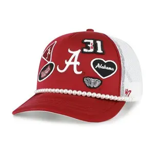 '47 White Alabama Tide Rally On Hitch Adjustable Hat - Crimson