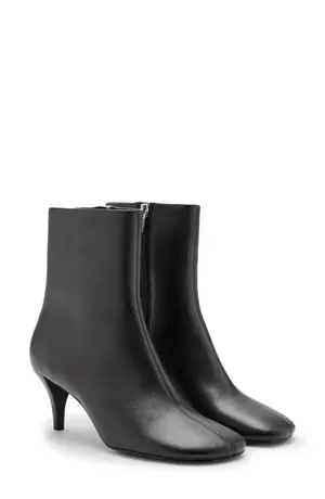 Mango Leather Ankle Bootie - Black