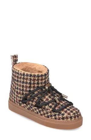 Inuikii Plaid Low Genuine Shearling Boot - Beige