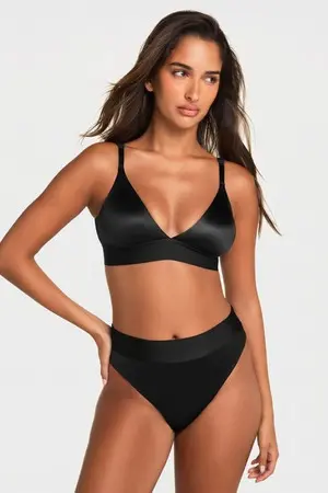 HARPER WILDE Stretch Satin Triangle Bralette - Black