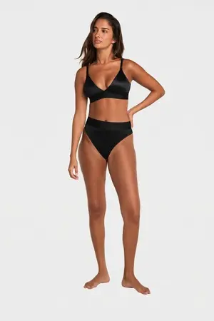 HARPER WILDE Stretch Satin Triangle Bralette - Black