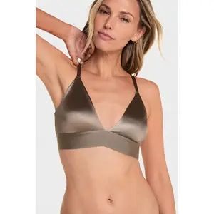 HARPER WILDE Stretch Satin Triangle Bralette Sable