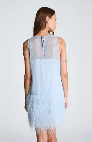 KENNETH COLE COLLECTION Faux Fur Fringe Shift Minidress