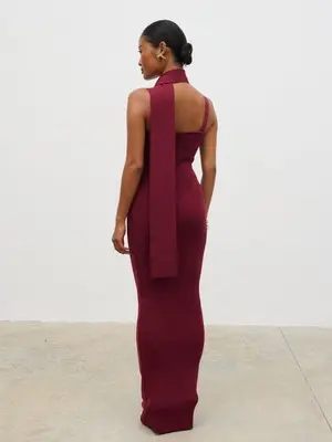 PRETTY LAVISH Arabella Neck Tie Knit Maxi Dress