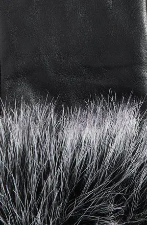 Surell Tech Leather Gloves With Faux Fur Cuffs