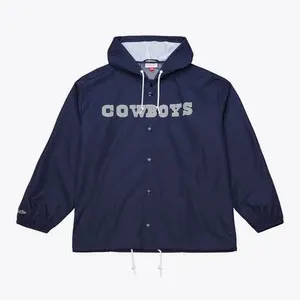 Mitchell & Ness Dallas Cowboys Full-snap Hooded Coaches Jacket - Navy