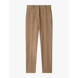 JOSEPH Coleman Tapered-leg Stretch-crepe Trousers - Sable