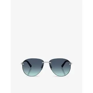 Tiffany & Co. Tf3124 Aviator-frame Metal Sunglasses - Silver