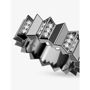APM MONACO Up And Down Ruthenium Plated Alloy And Cubic Zirconia Ring