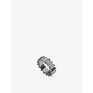 APM MONACO Up And Down Ruthenium Plated Alloy And Cubic Zirconia Ring