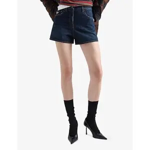 Prada Wide-leg Mid-rise Denim Shorts