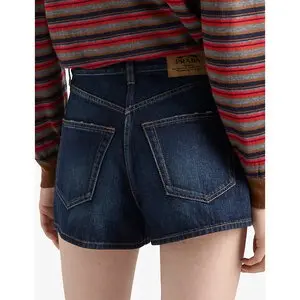 Prada Wide-leg Mid-rise Denim Shorts