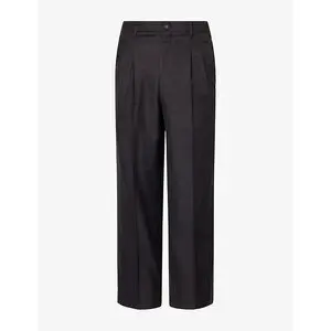 AMI Paris Pleated Striped Wool Trousers