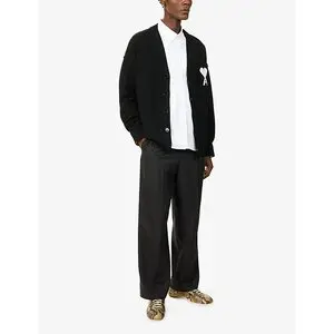AMI Paris Pleated Striped Wool Trousers