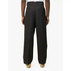 AMI Paris Pleated Striped Wool Trousers